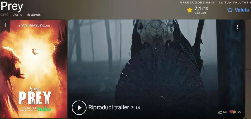 Recensione di Prey su Prime Video, film con 7,1 su IMDb, vale la pena vederlo?