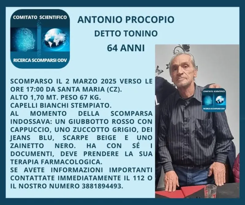Antonio Procopio detto "Tonino" scomparso da Santa Maria, il figlio ...