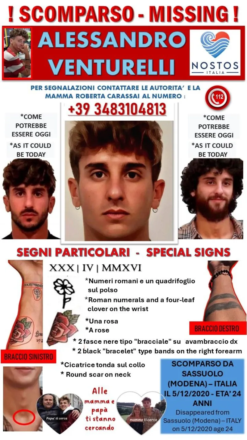 Alessandro Venturelli scomparso, la madre: "Potrebbe essere lui sul ...