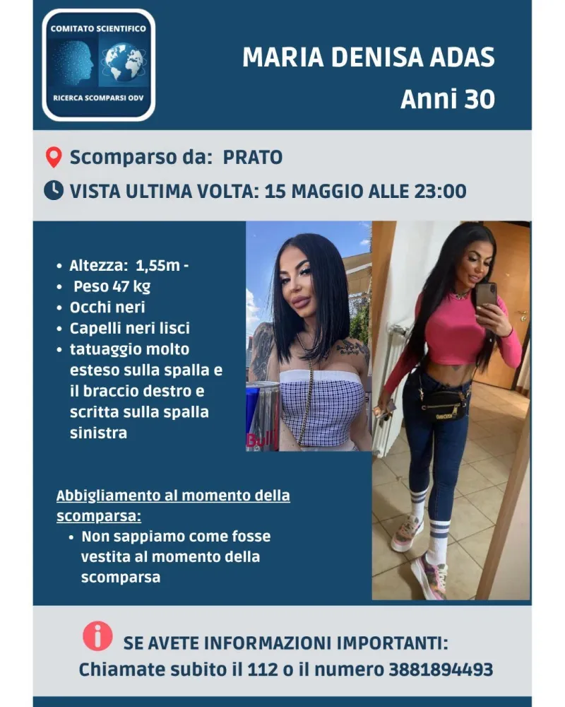 Adas Maria Denisa la 30enne scomparsa da Prato, un'amica: "È in pericolo, aiutateci a ritrovarla"
