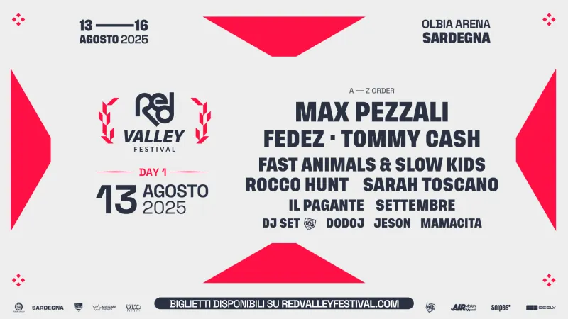 Red Valley Festival 2025, prima giornata del 13 agosto: orari e ...
