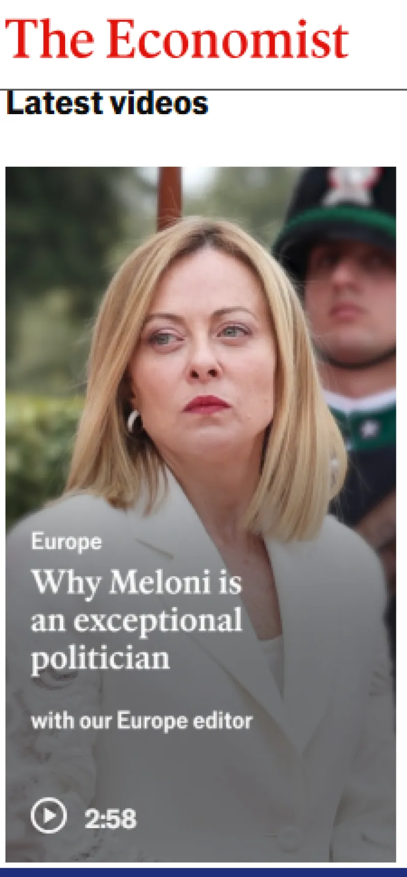 Giorgia Meloni incoronata anche dall'Economist che la definisce una ...