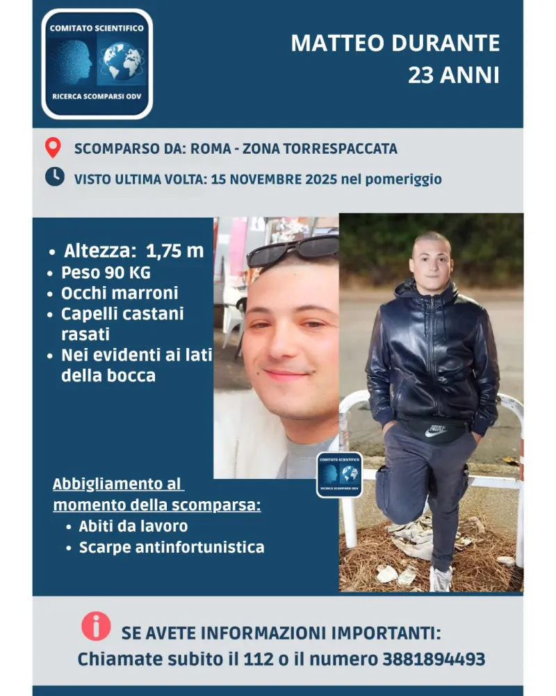 Matteo Durante scomparso da Roma il 15 novembre, la sorella: "Dove sei ...