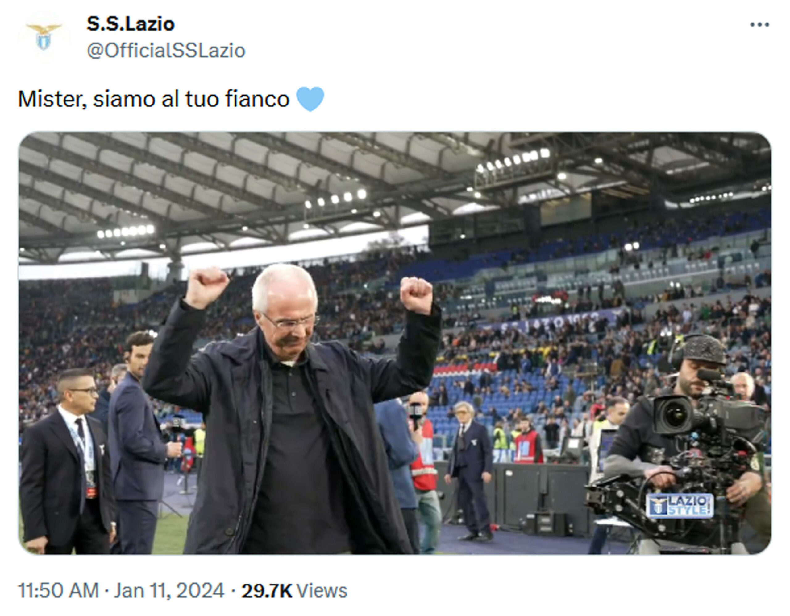 Il messaggio della Lazio per l'ex allenatore Eriksson: "Siamo al tuo ...